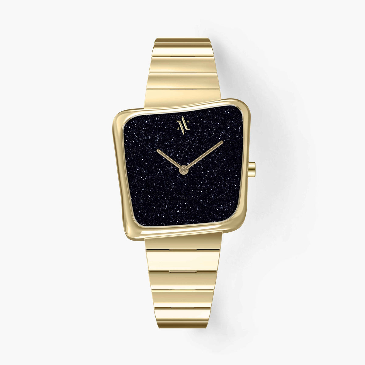 Women’s Yellow Gold Square Watch with Black Sandstone Dial | VANNA