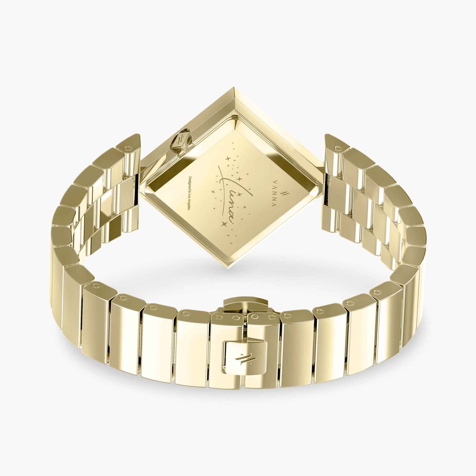 Women’s Gold Diamond-Shaped Gemstone Watch with Green Dial | VANNA